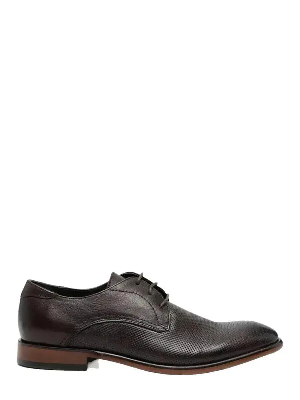 SERGIO MORETTI FIRENZE Perforated Detail Leather Derby Shoes - Brown