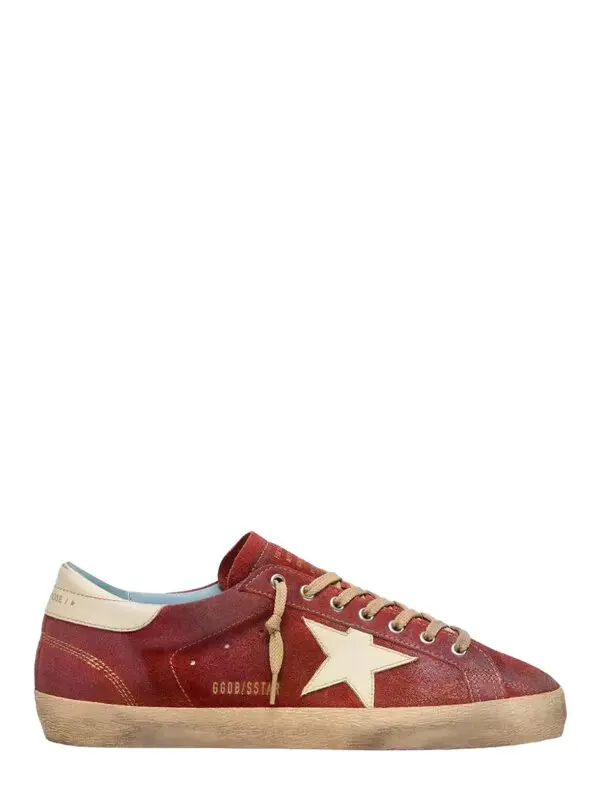 GOLDEN GOOSE Super-star Suede Sneakers With Cream Leather Star - Red