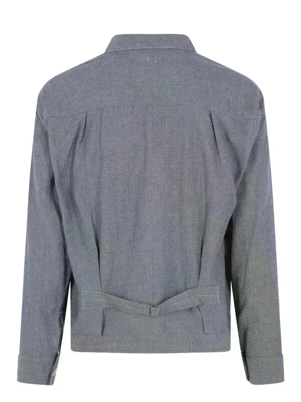 TAIGA TAKAHASHI Pleated Herringbone Jacket - Blue