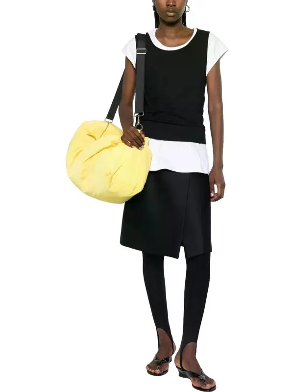 LII Layered-design Cap-sleeve T-shirt - Black