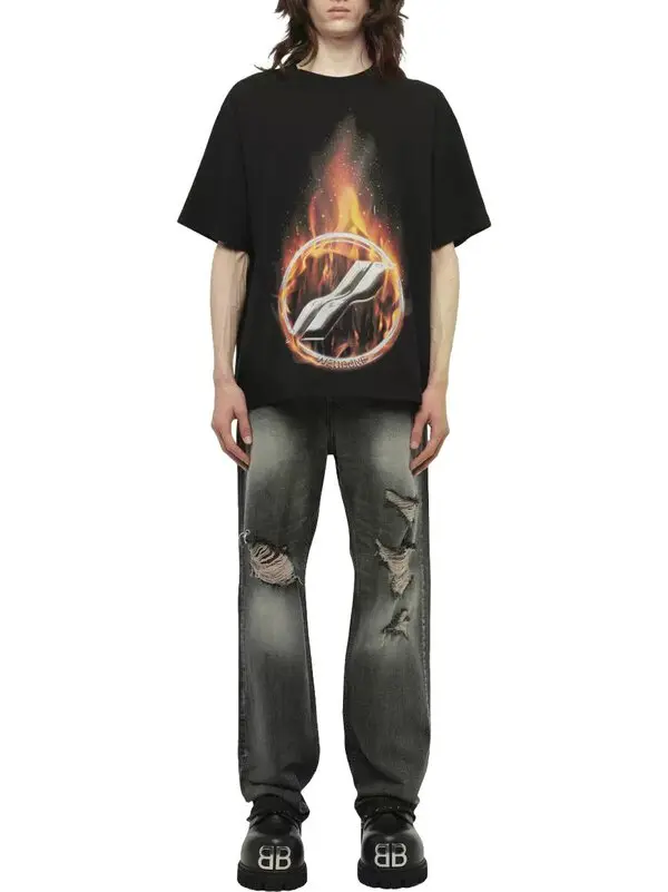 We11Done Meteor-print T-shirt - Black
