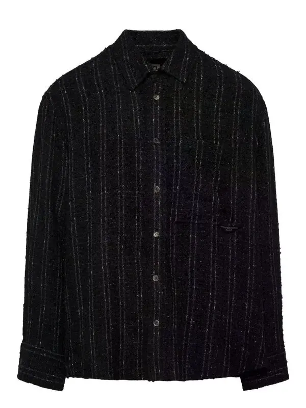 WOOYOUNGMI Tweed Button-up Shirt - Blue