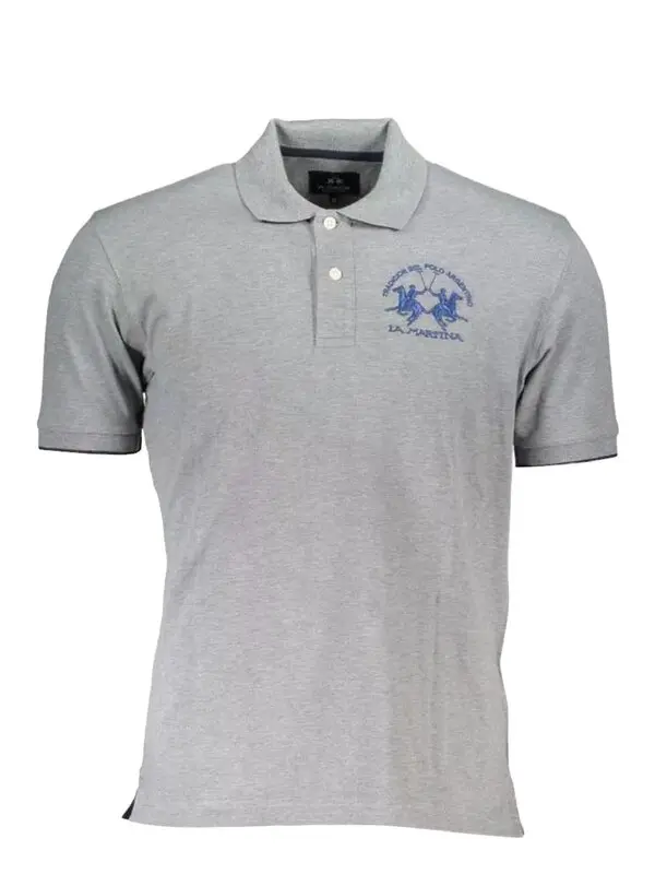 LA MARTINA Logo-embroidered Short-sleeve Polo Shirt - Grey