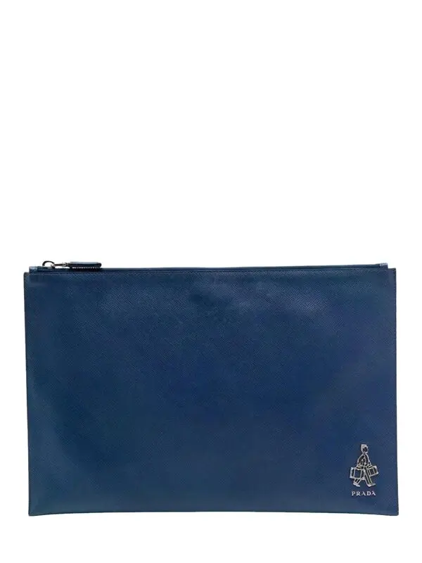 Prada 2010-2026 Saffiano Bellboy Voyage Clutch Bag - Blue