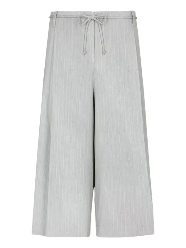 GAELLE PARIS Pinstripe Wide-leg Drawstring Shorts - Grey