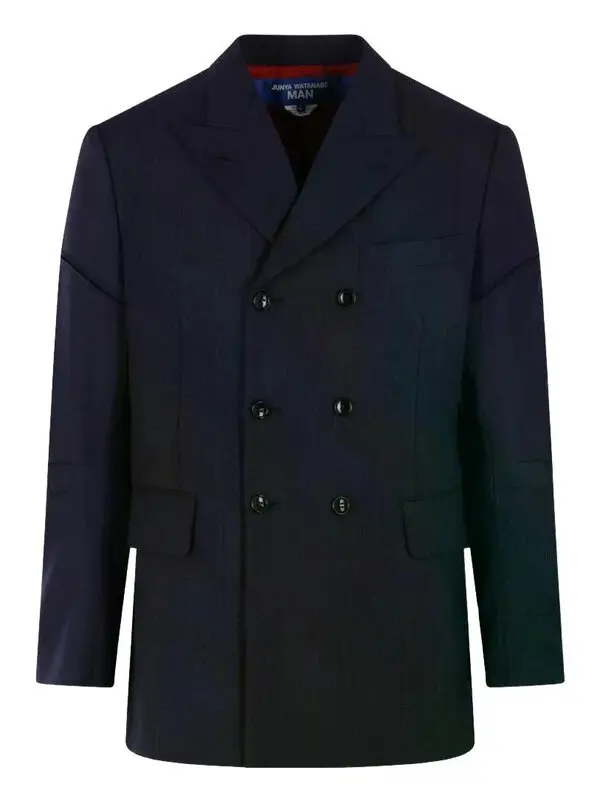 Junya Watanabe Pinstriped Double-breasted Jacket - Blue