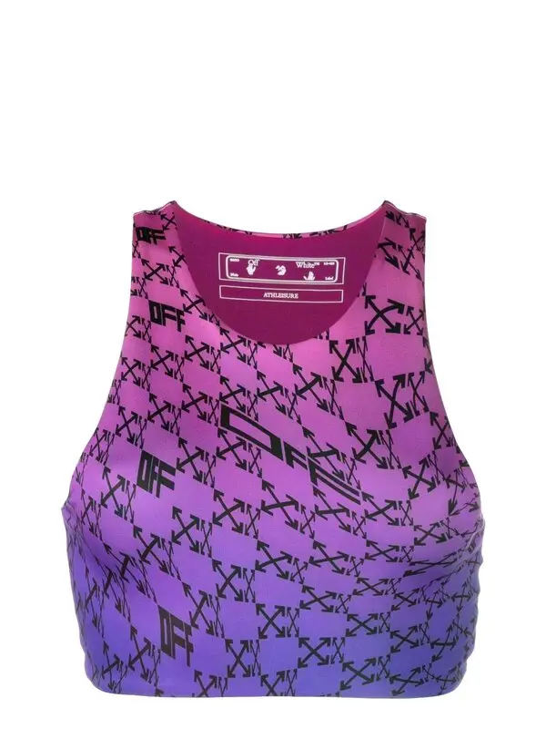 Off-White Two-tone Gradient Effect Crop Top - Pink