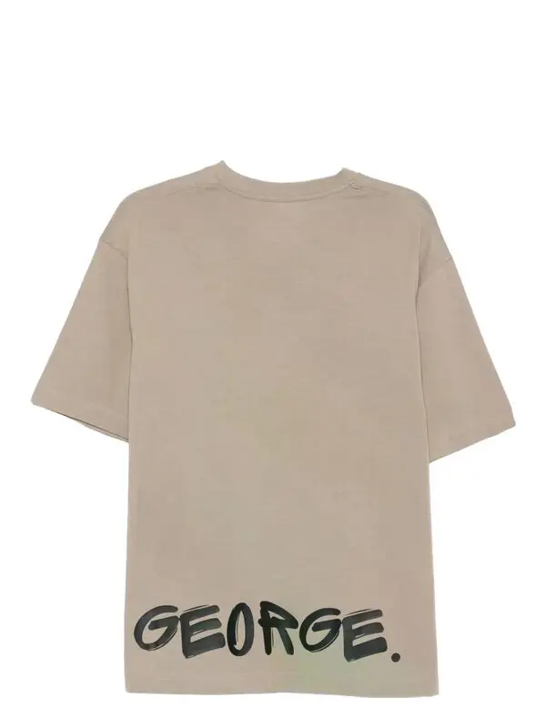 GEORGE. George Slogan Print Drop Shoulder T-shirt - Neutrals