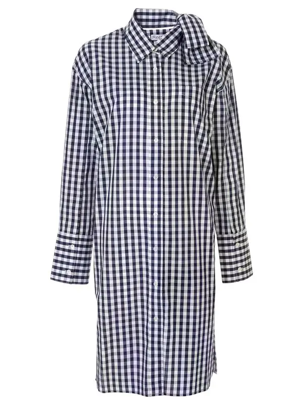 JW Anderson Check Bow Collar Shirt Dress - Blue