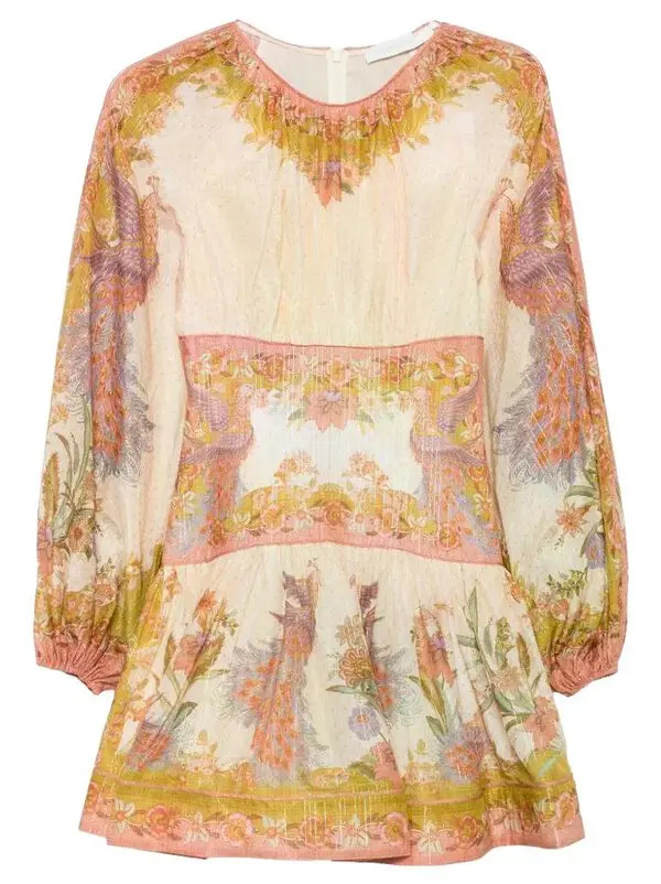 Zimmermann Indra Floral-print Mini Dress - Neutrals