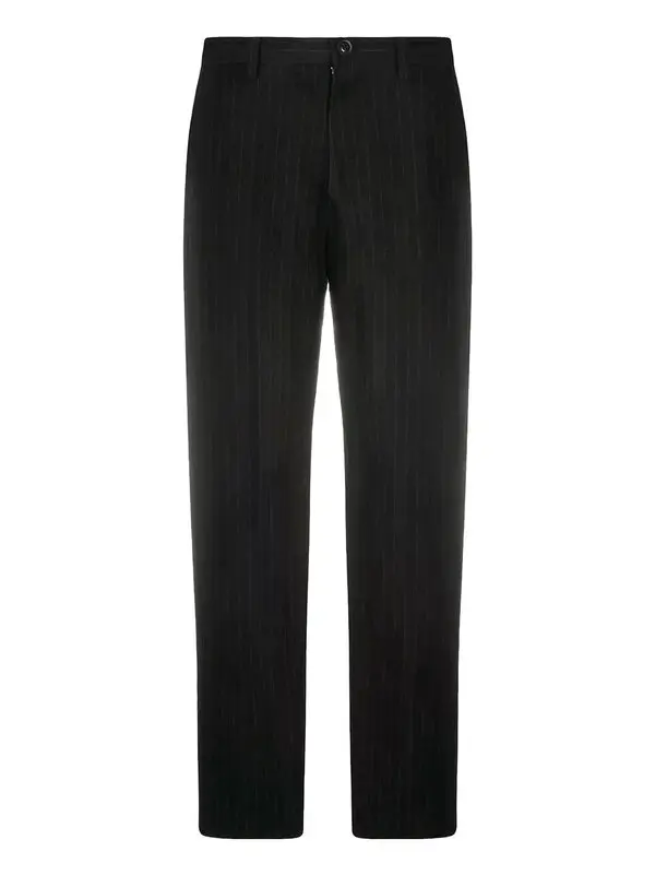 Y’s Pinstripe Straight Leg Trousers - Black
