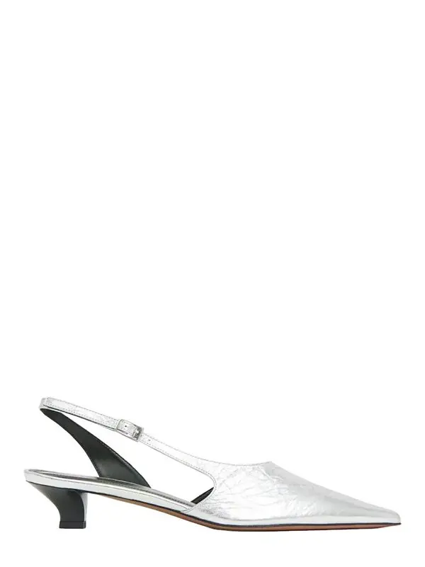 MANSUR GAVRIEL Anna Metallic-effect Leather Heeled Pumps - Silver