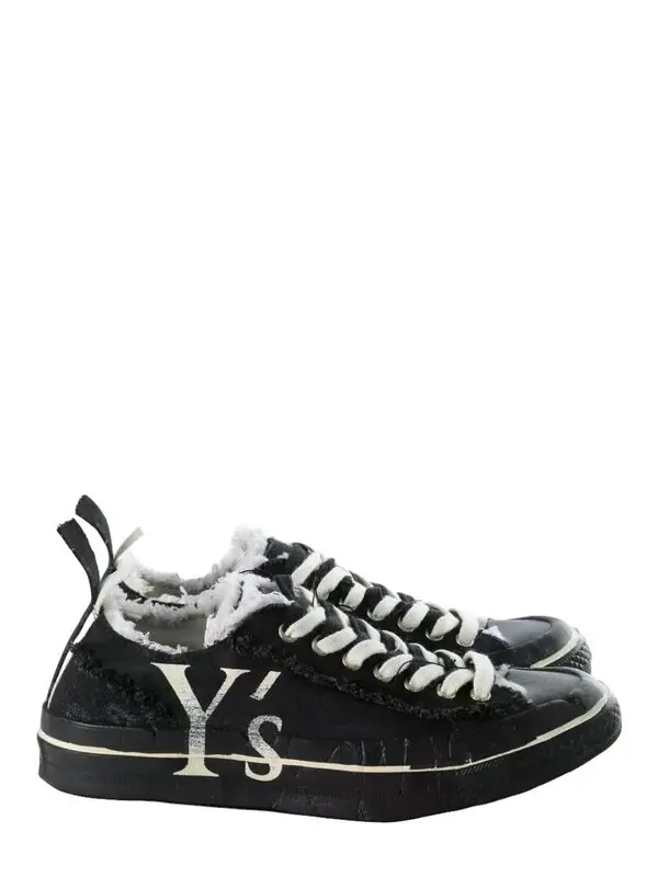 Y’s Logo-print Frayed Sneakers - Black