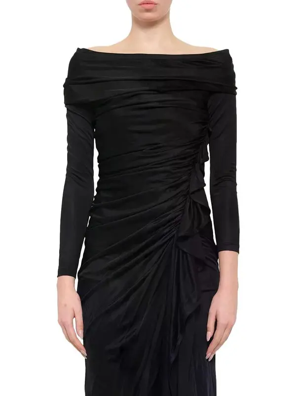 Givenchy Gathered Cascading Gown - Black