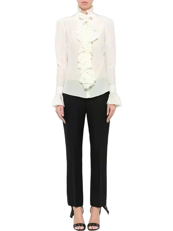 Alexander McQueen Poplin Ruffle Shirt - Neutrals