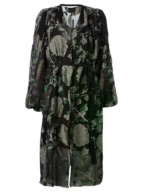 LANVIN Floral Sheer Midi Dress - Black