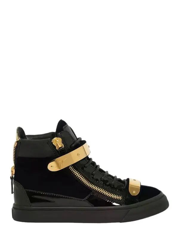 GIUSEPPE ZANOTTI Zip Detail High-top Velvet Trainers - Blue