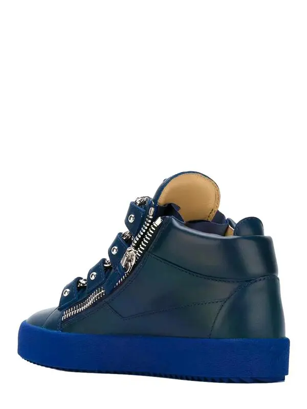 GIUSEPPE ZANOTTI Royce High Top Sneakers With Chain Detail - Blue