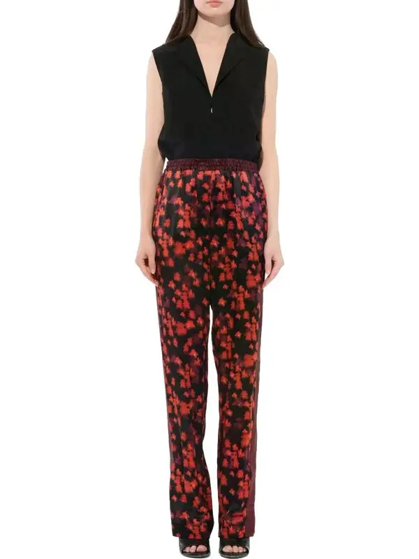 Givenchy Abstract Floral Print Silk Blend Trousers - Black
