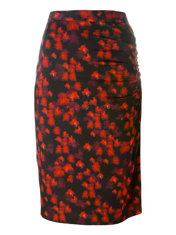 Givenchy Abstract Floral Print Pencil Skirt - Red