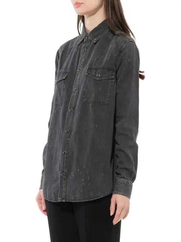 Givenchy Distressed Denim Shirt - Grey