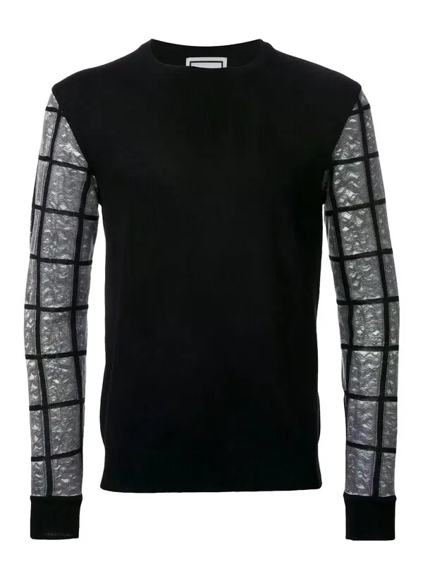 WOOYOUNGMI Checked Sleeve Jumper - Black