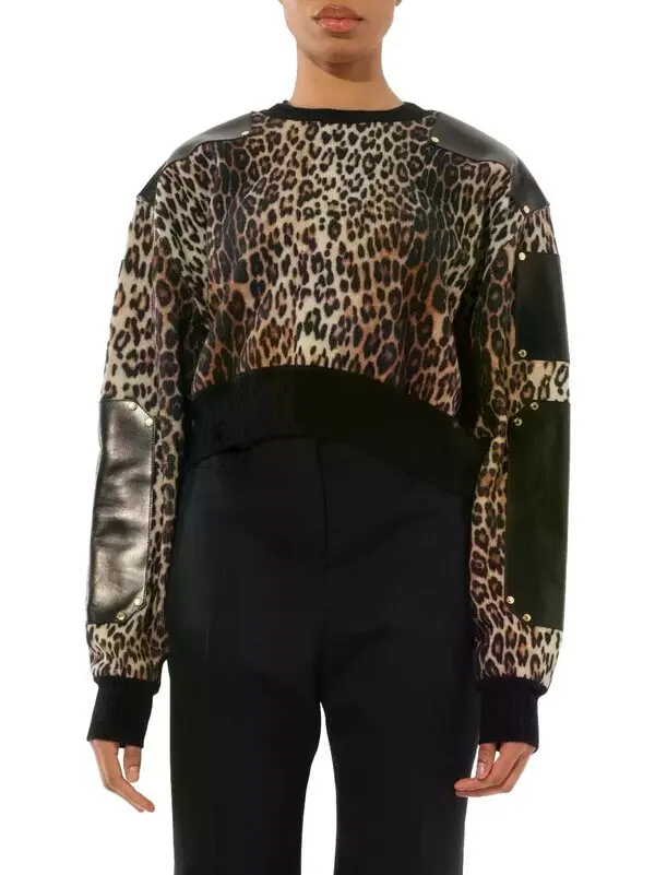 Givenchy Leather Panel Cropped Jumper - Black
