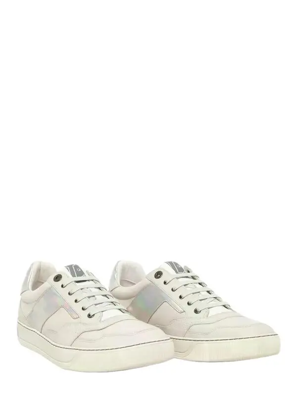 LANVIN Iridescent Panel Leather Sneakers - Grey