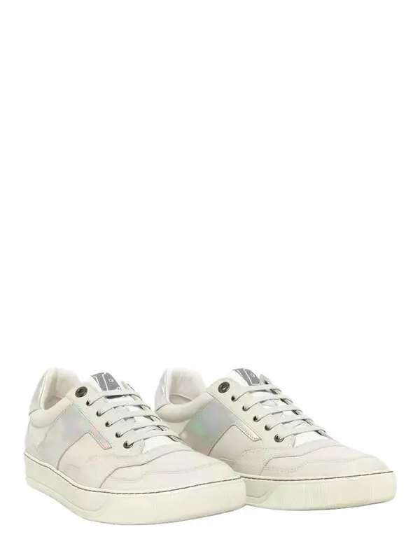 LANVIN Iridescent Panel Leather Sneakers - Grey