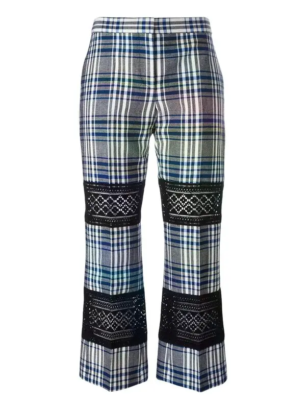 Alexander McQueen Plaid Lace-panelled Cropped Trousers - Multicolour