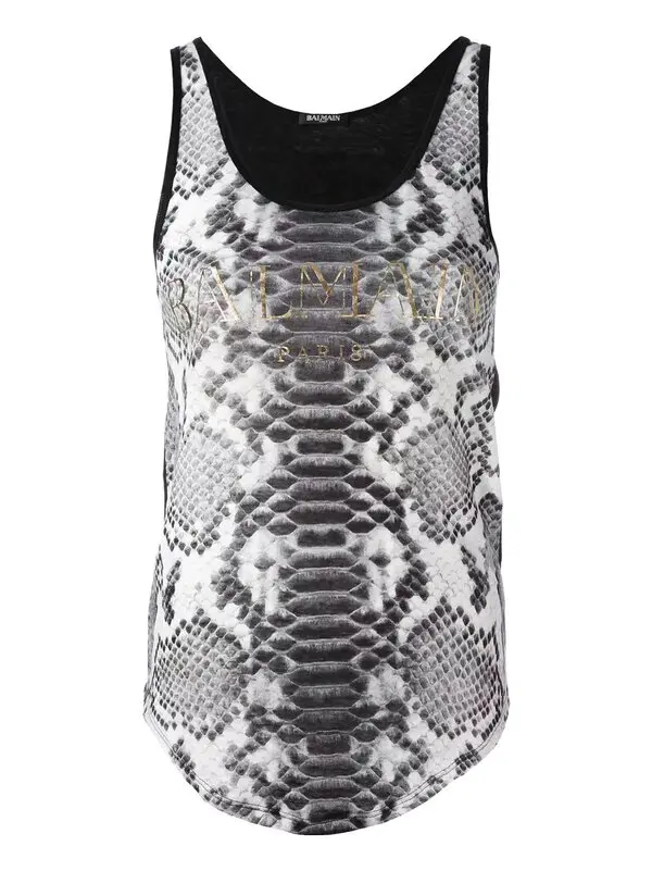 Balmain Printed Scoop Neck Vest - Black