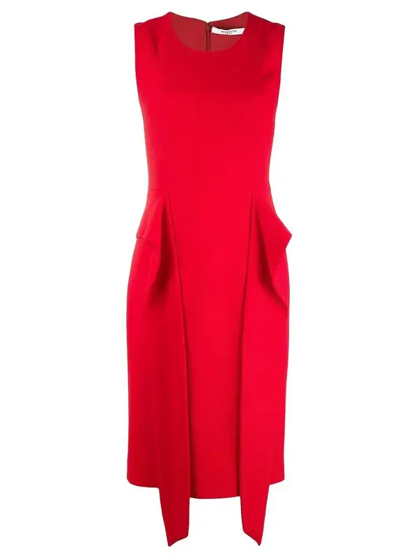 Givenchy Sleeveless Crepe Draped Knee-length Dress - Red