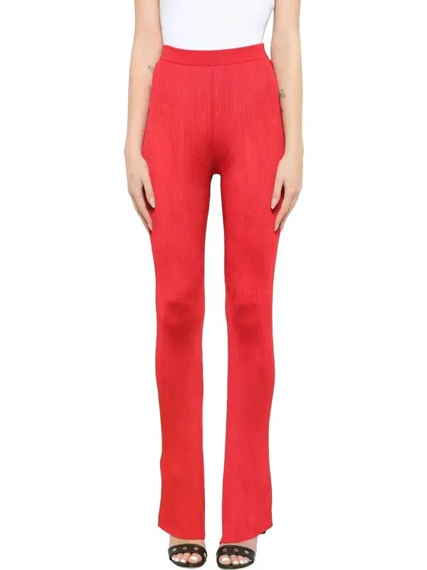 Givenchy Ribbed Knit Flared Trousers - Red