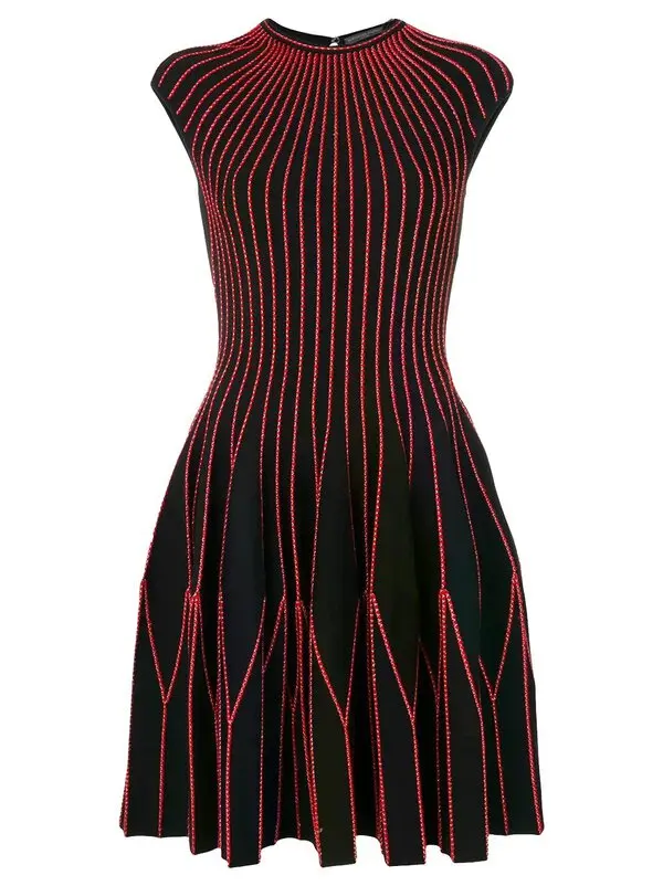 Alexander McQueen Capped-sleeve Knitted Dress - Black