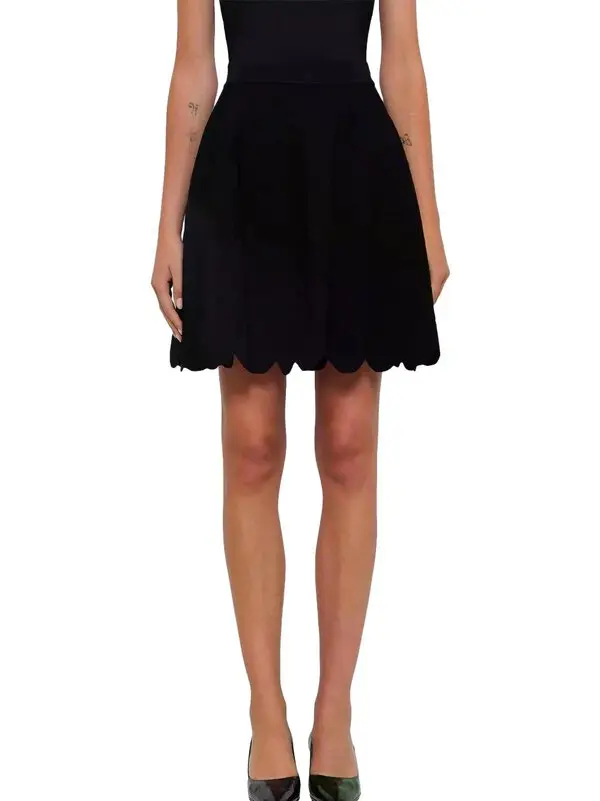 Alexander McQueen Scalloped Hem Mini Skirt - Black