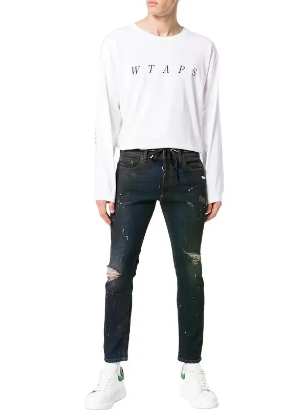 Off-White Paint Print Skinny Jeans - Blue