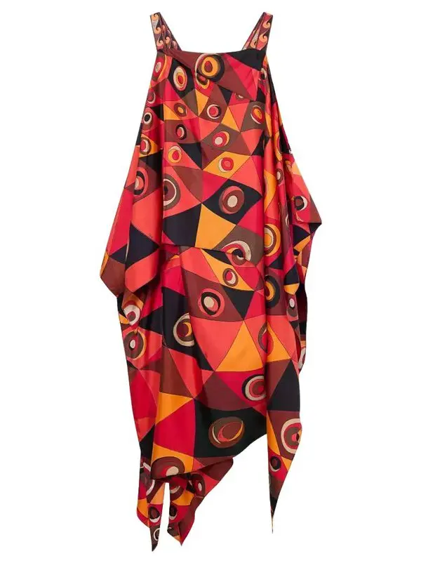 Emilio Pucci Long Foulard Dress With Occhi Print - Red