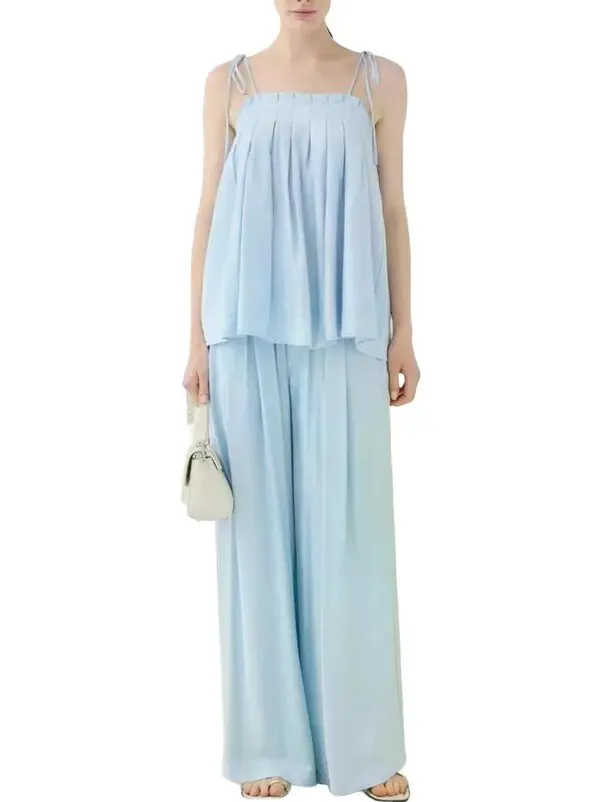 ELEH Pleated Palazzo Pants - Blue