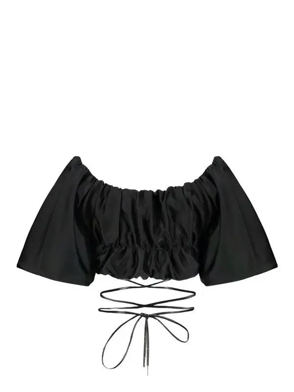 ELLERY Lace-up Crop Blouse - Black
