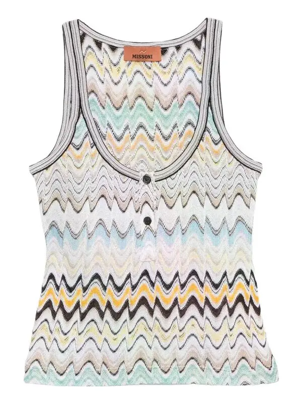 Missoni Zigzag Knit Button-detail Tank Top - Blue