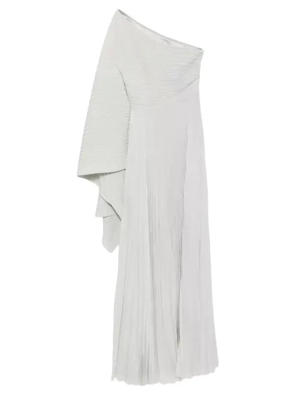 Solace London Maci One-shoulder Pleated Maxi Dress - Grey