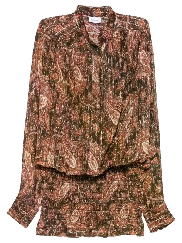 Andamane The Attico Paisley Print Ruffled Dress - Brown