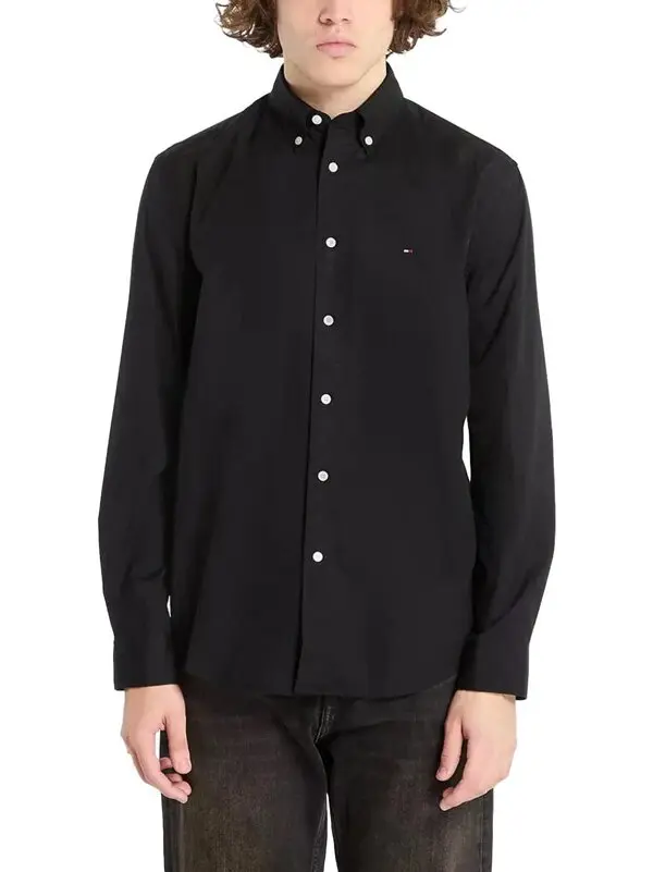 Tommy Hilfiger Logo-embroidered Button-down Shirt - Black