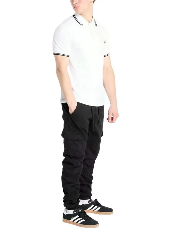 URBAN CLASSICS Elasticated Cuff Buttoned Cargo Trousers - Black