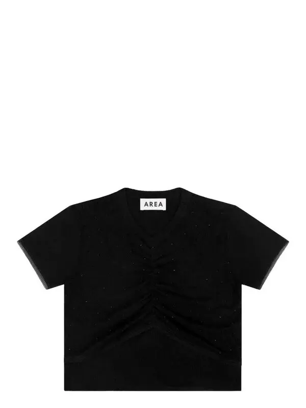 AREA Embellished Ruched Top - Black