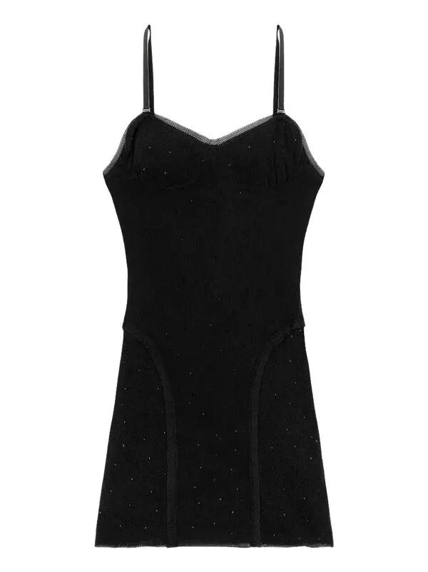 AREA Crystal-embellished Mini Dress - Black