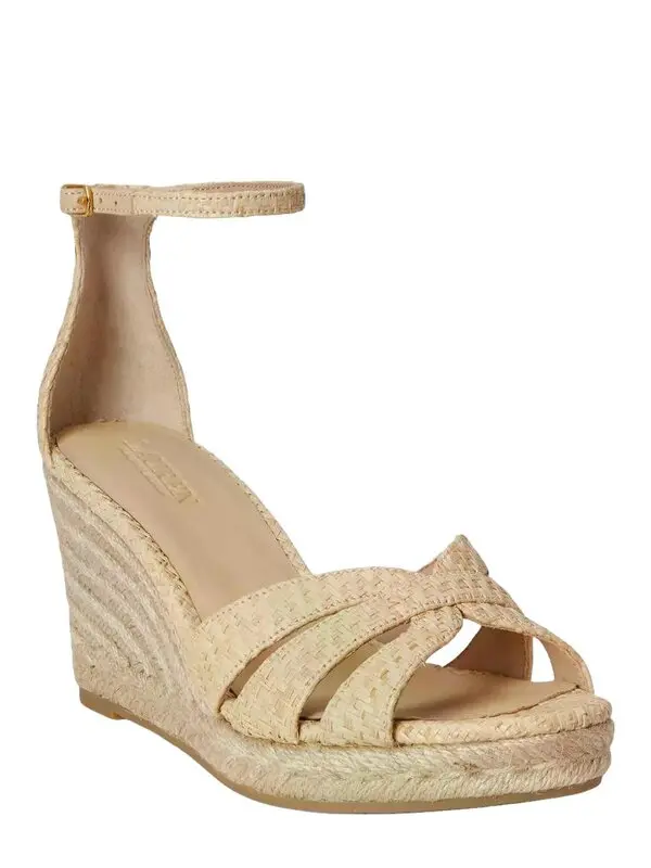 Ralph Lauren Nellie Raffia Wedge Espadrilles - Neutrals