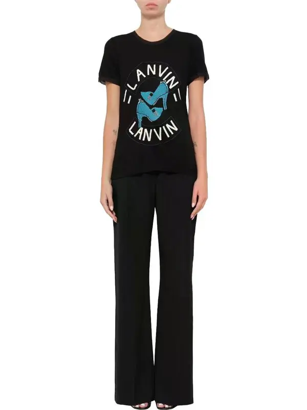 LANVIN Embroidered Jersey T-shirt - Black