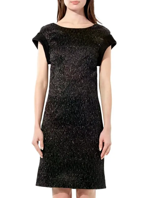 Balenciaga Boat Neck Cap Sleeve Mini Dress - Black