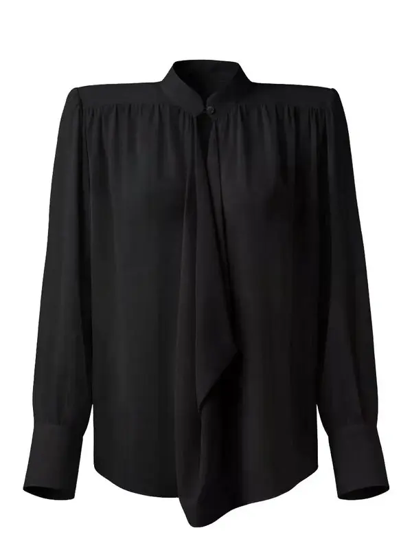 ALMAZ Gathered Draped Blouse - Black